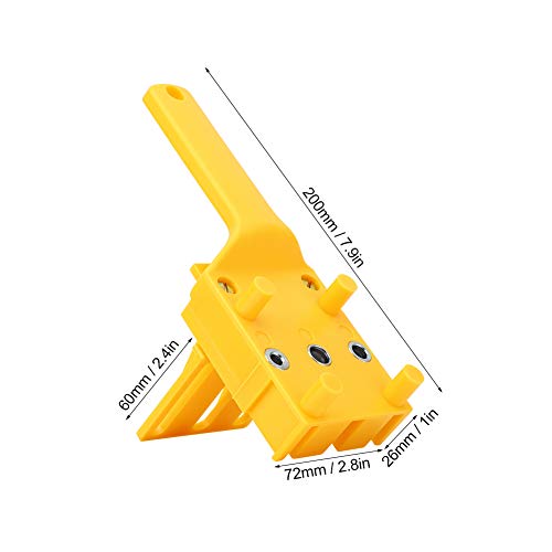 Woodworking Drilling Locator Straight Hole Locator, Handheld Woodworking Perforation DIY Tools Woodworking Dowel Jig Kit Hardware Template Guide Woodworking Tools(黄色)
