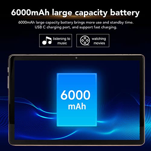 Reading Tablet, Dual Card Slots Octa Core CPU US Plug 100‑240V 6GB RAM 128GB ROM 5G WiFi 4G LTE Tablet for Gaming (US Plug)