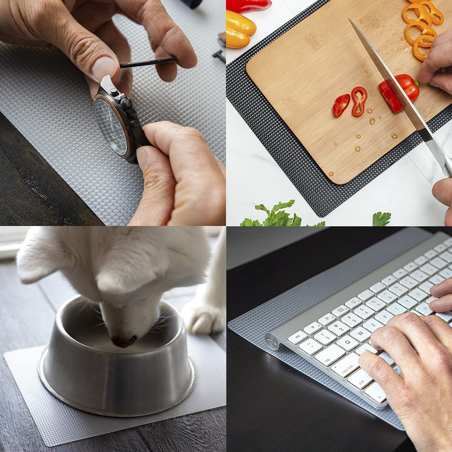 Non-Adhesive Grip Pad Combo Pack by CatTongue โ Portable Multi-Purpose Non Slip Mat for Preventing Tools, Gadgets, and Gear from Slipping, Sliding, or Shifting (Black & Clear)