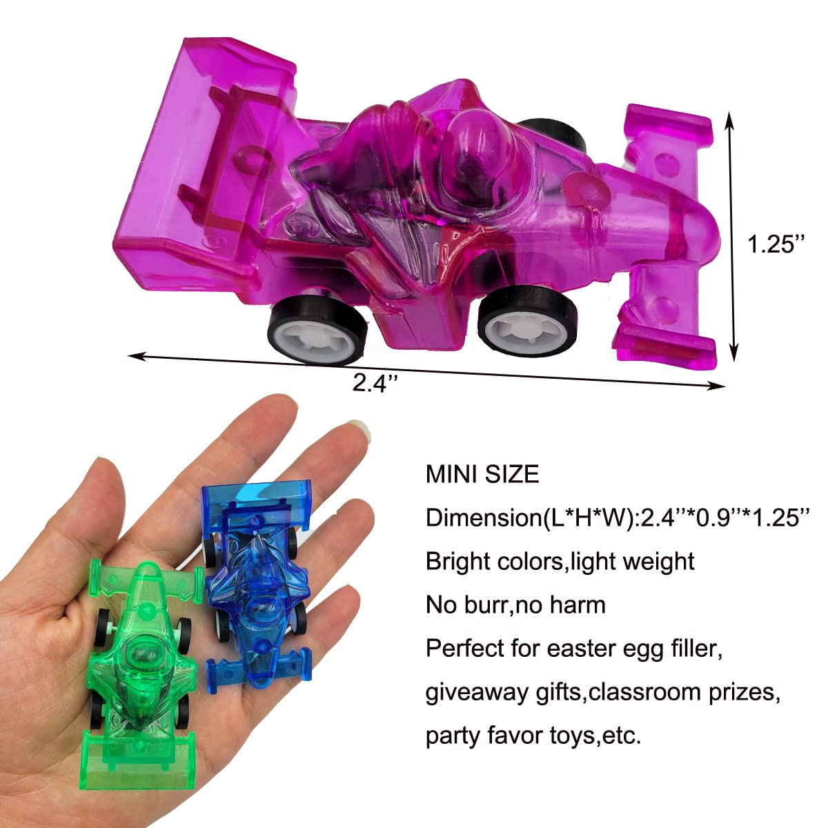 SeeuFun 48 Pieces Bulk Mini Pull Back Racing Cars Die Cast Vehicles Toy, Party Favors for Boys and Girls,Colors Randomly (48pcs)