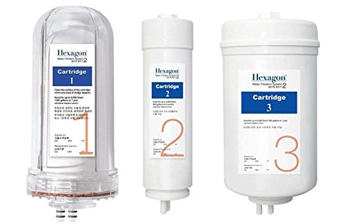Valued Trade Hexagon Alkaline Water Filtration System 2 Cartridge 1,2 & 3 (Full Set of 3)