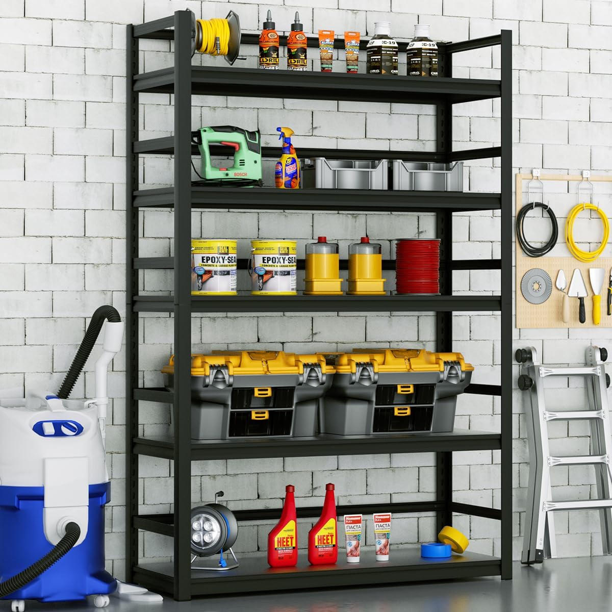 MOLYHOM 48''W Heavy Duty Garage Shelving, 5-Tier Industrial Garage Storage Shelves Racks, Adjustable Metal Storage Shelving Units, 72.1" H*47.3" W*17.7" D