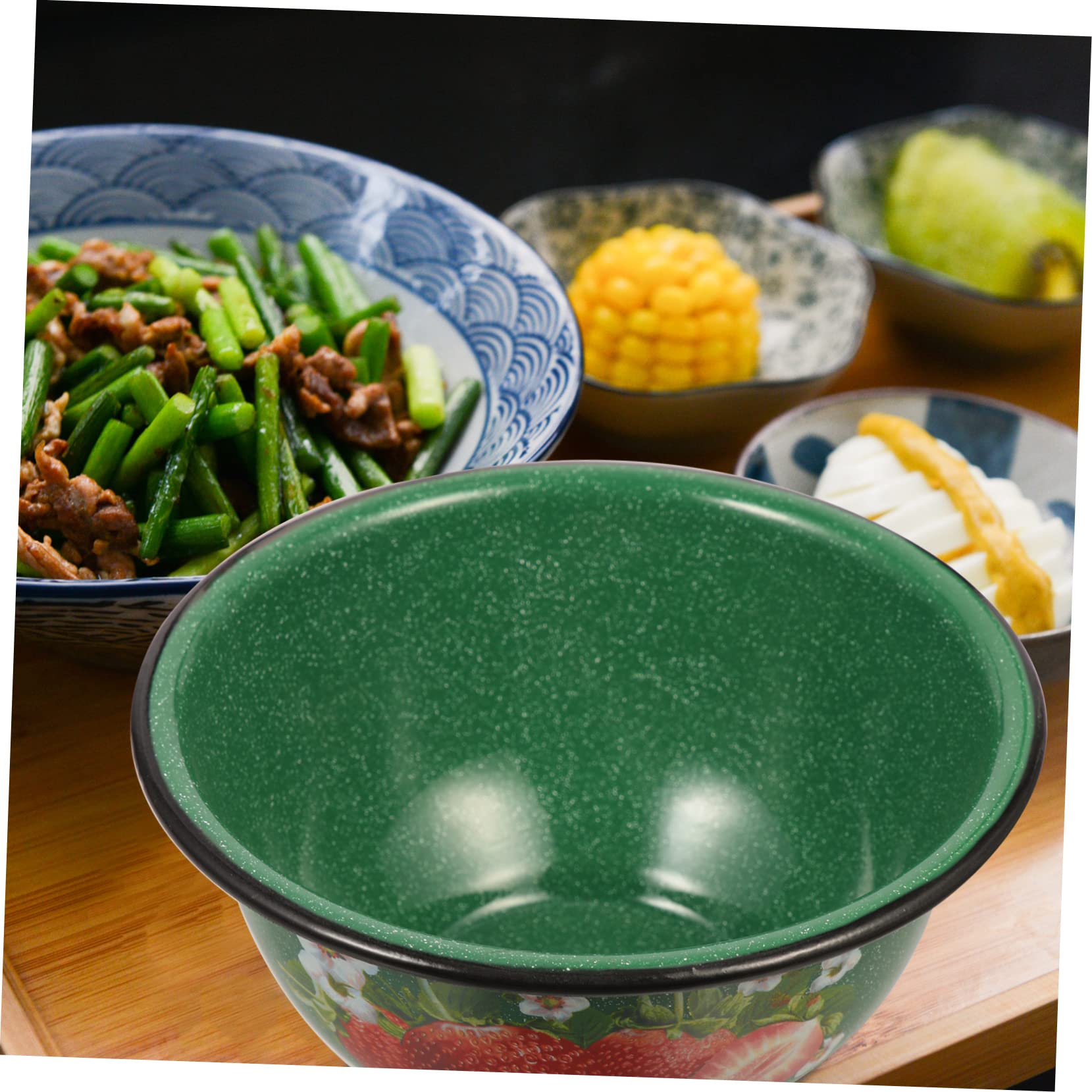 Operitacx Thickened Enamel Bowl Japanese Ramen Bowls Rice Bowls Japanese Pasta Accessories Enamel Popcorn Bowl Kneading Dough Bowl Instant Noddle Bowl Lunch Supply Soup Bowl Food Accessories