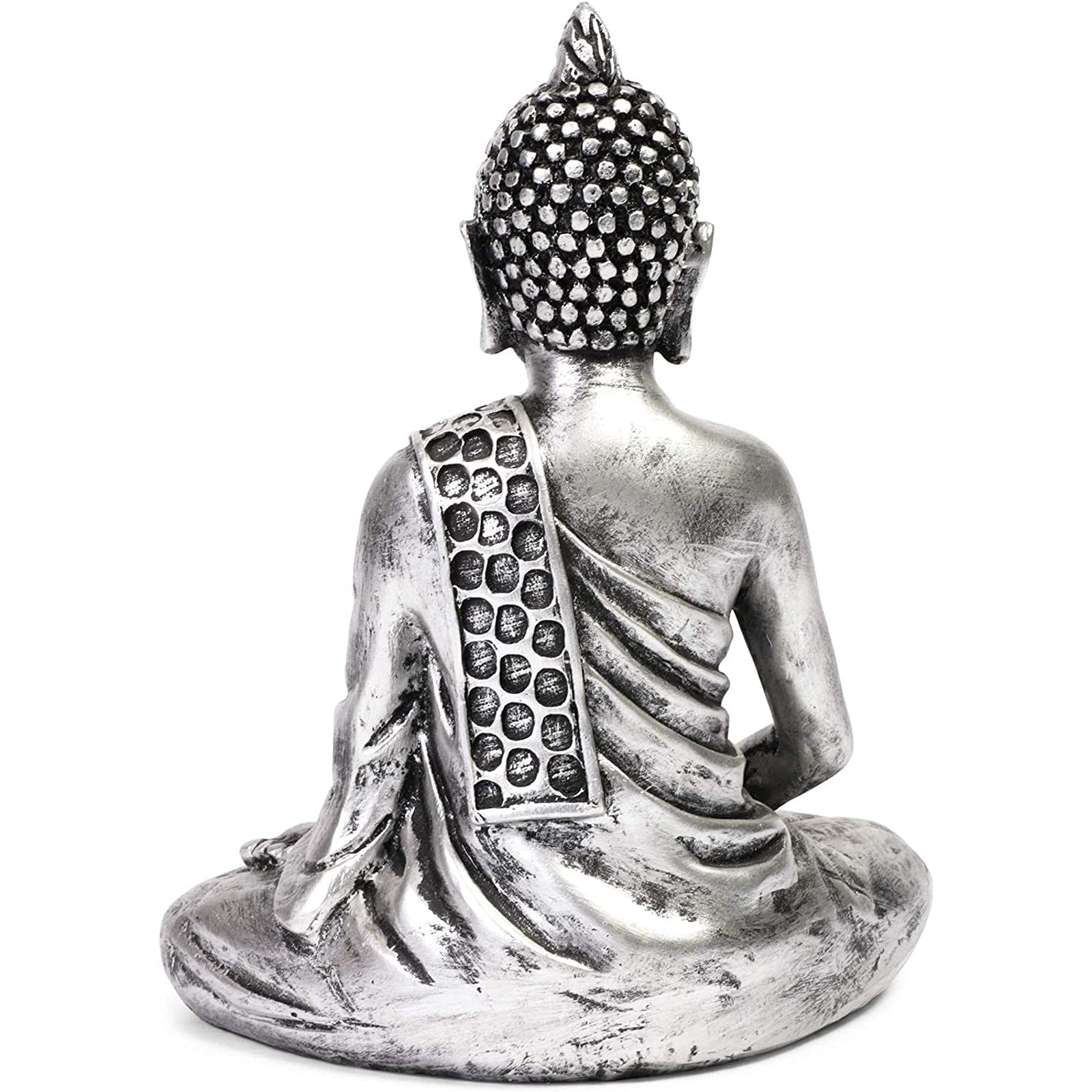Juvale Buddha Tealight Statue for Home and Garden (Silver, 8.7 Inches)