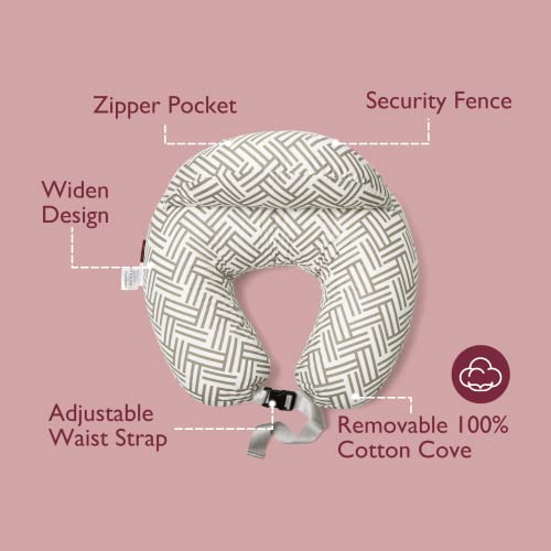 Momcozy Original Nursing Pillow, Ergonomic Breastfeeding Pillows with Security Fence for Baby, Adjustable Waist Strap and Removable Cotton Cover, Geometry