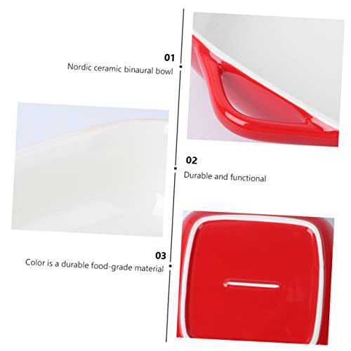 Zerodeko Bakeware Ceramic Rice Bowl Bread Oven Square Containers with Lids Bread Loaf Pans for Baking Kitchen Casserole Pan Square Cupcake Pans Rectangular Dinner Pans Storage Bowl Ceramics