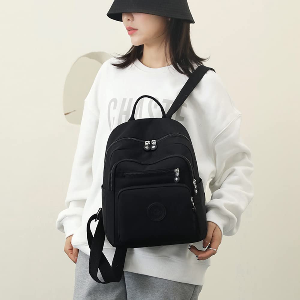 Momoty Small Nylon Backpack Purse for Women Casual Daypack Mini Travel Bag Shoulder Bag for Work with Tablet Compartment