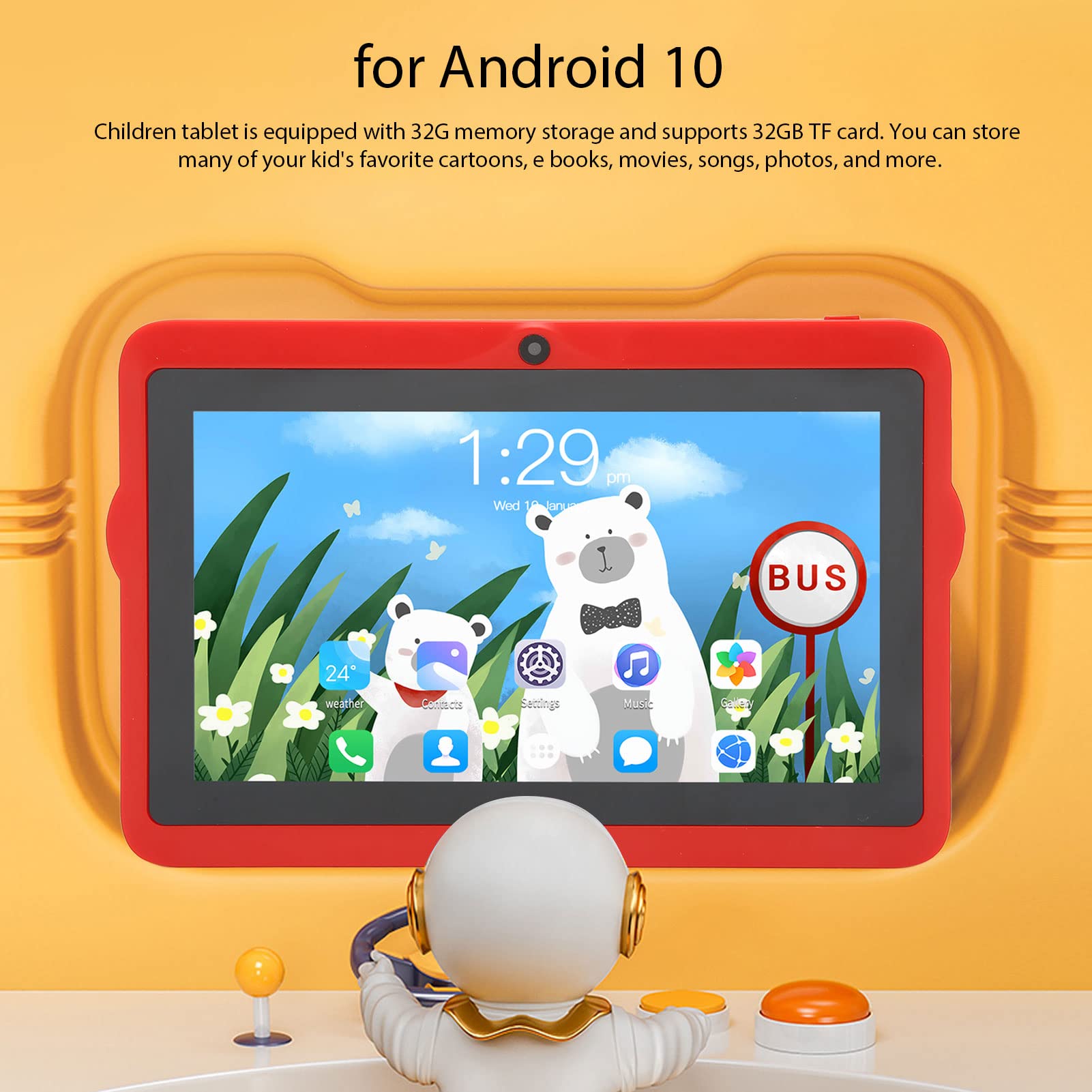 Toddler Tablet, 100240V Kids Tablet 2GB 32GB 8 Cores CPU 5G WIFI Dual Band for Android10 with Stand for Home (US Plug)