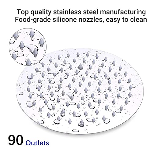 Shower Head with Hose, High-Pressure Stainless Steel 8'' Rain Showerhead and 5 Settings Handheld Shower Spray Combo with Push Button Flow Control for Easy Operation (NearMoon Shower Head Set), Chrome