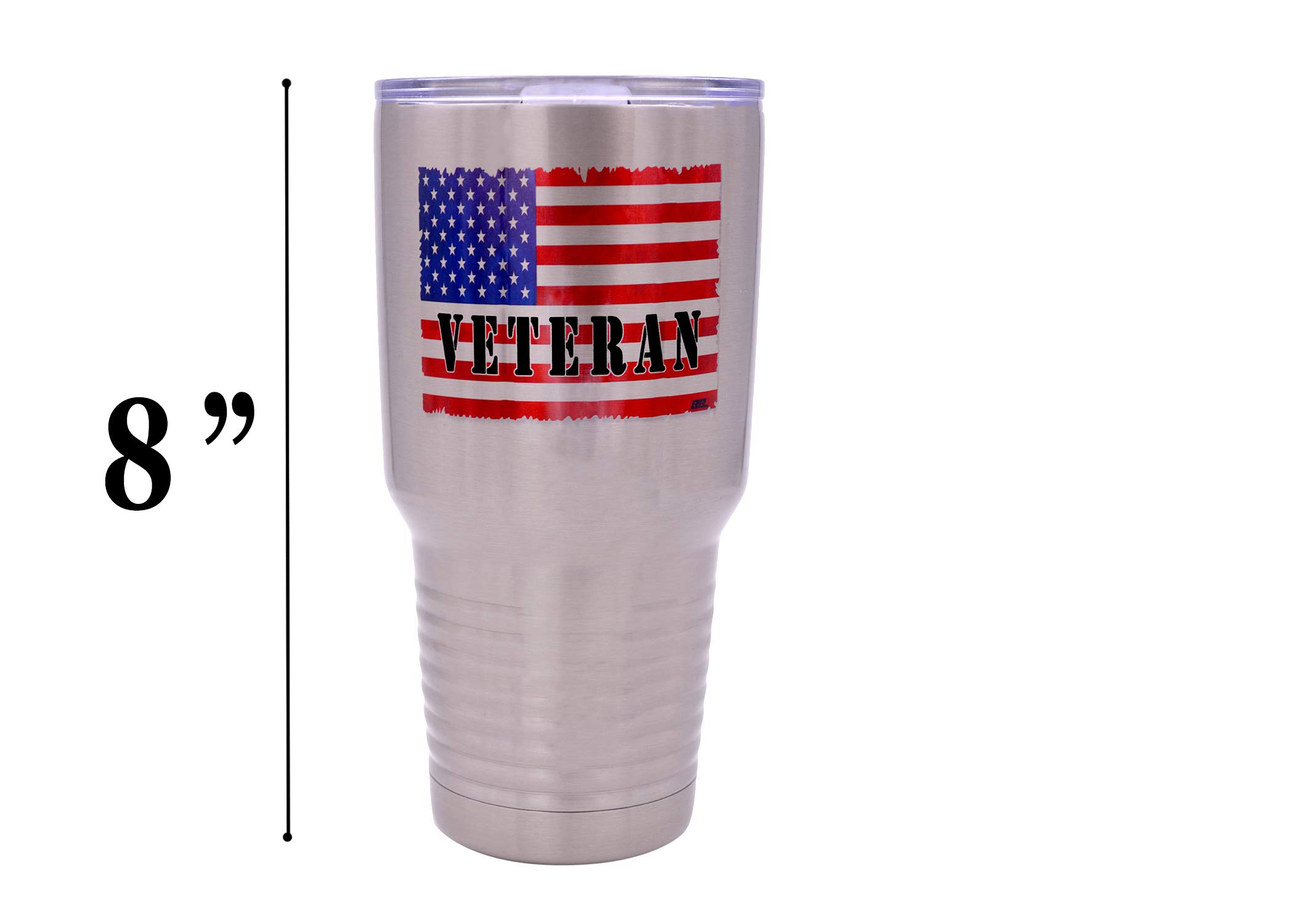 Rogue River Tactical USA Flag Military Veteran 30 Oz.Travel Tumbler Mug Cup w/Lid Vacuum Insulated Hot or Cold