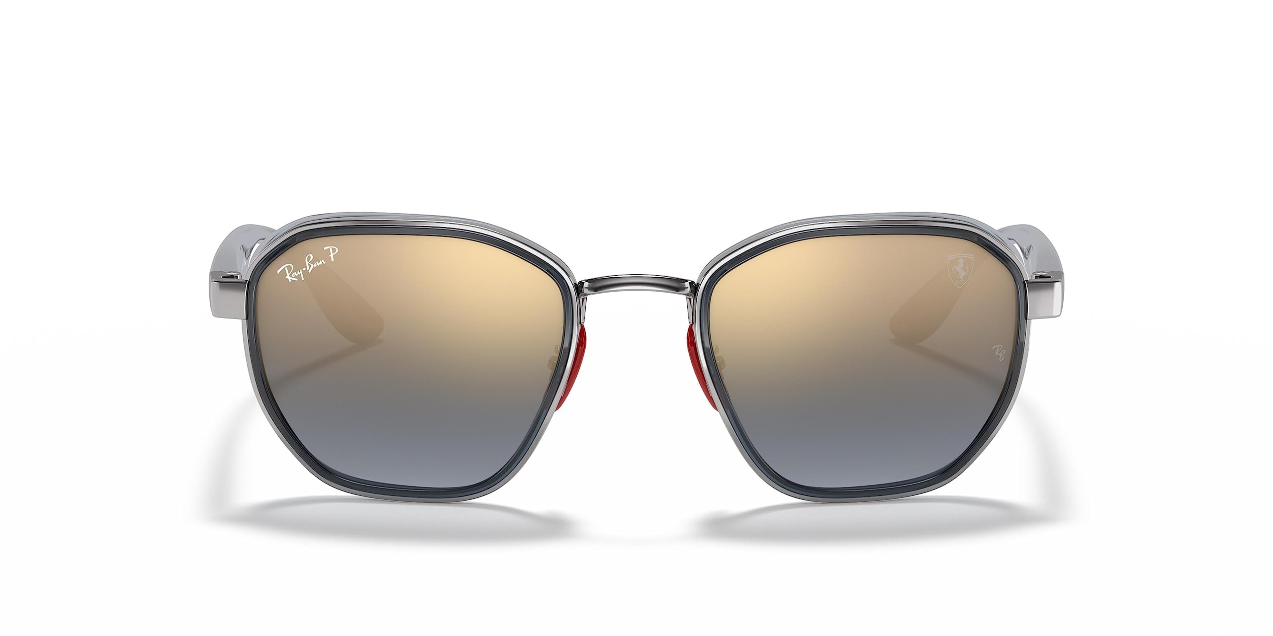 Ray-Ban RB3674M Scuderia Ferrari Collection Round Sunglasses, Gunmetal/Chromance Blue Mirrored Gold Polarized, 51 mm