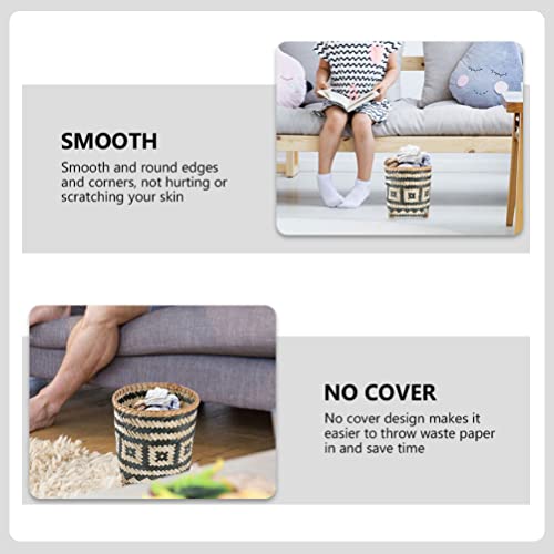 UPKOCH 1pc Weaving Trash Can Vintage Waste Paper Basket Bedroom Sundries Organizer