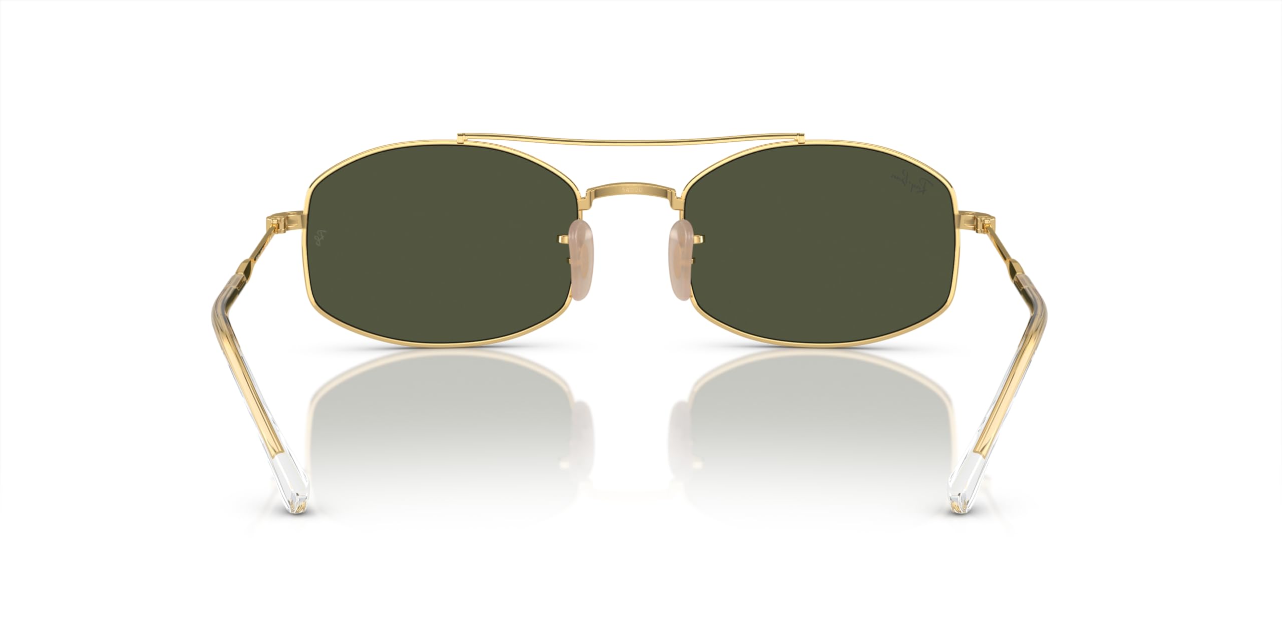 Ray-Ban RB3719 Oval Sunglasses, Gold/Green, 54 mm