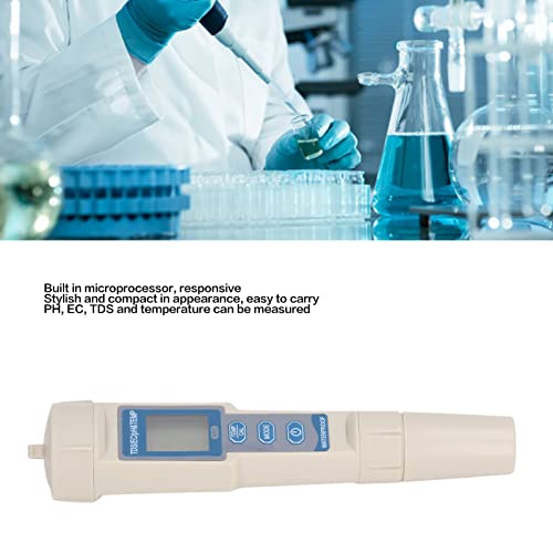 PH Meter, Ergonomic Large Display Screen Easy to Carry Smart Water Quality Tester Waterproof 4 in 1 for Aquaculture for Fish Hatchery