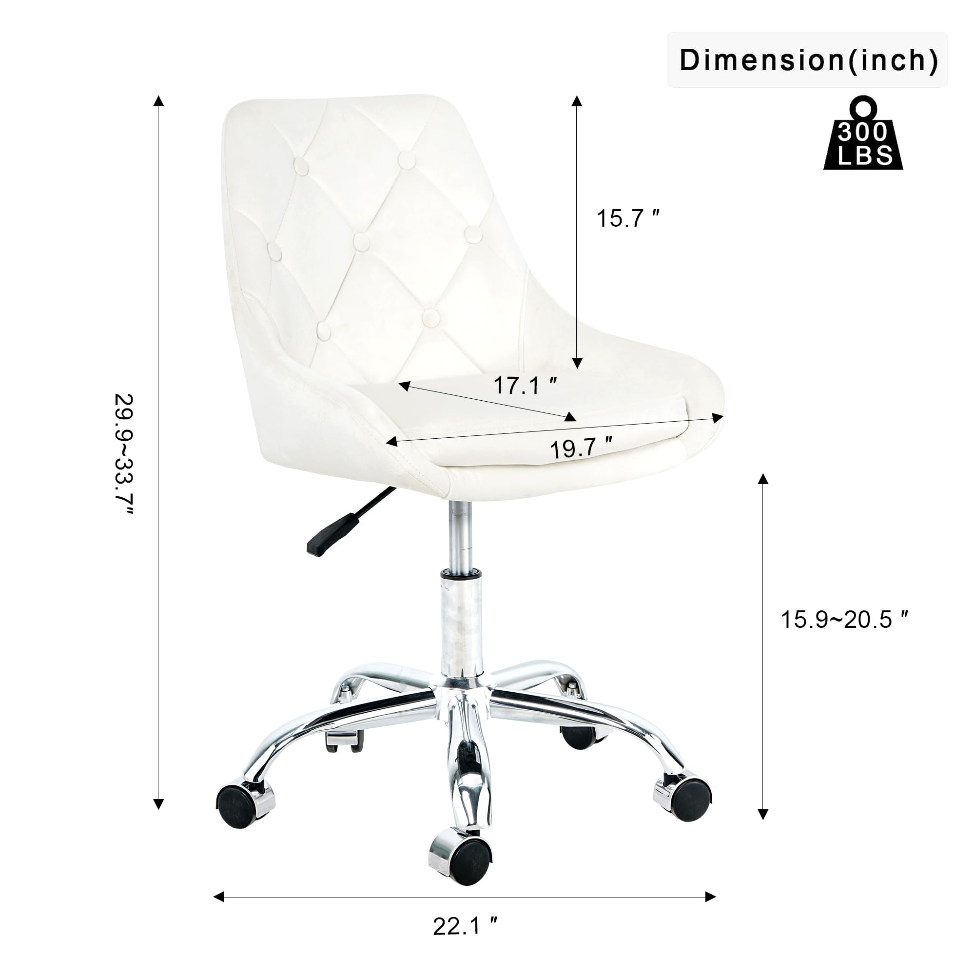 Warmiehomy Office Desk Chair with Wheels, Modern Velvet Vanity Chair with Mid Back, Ergonomic Computer Task Study Chair 360 Degree Swivel Height Adjustable for Office Make Up Bedroom,Sliver-Beige