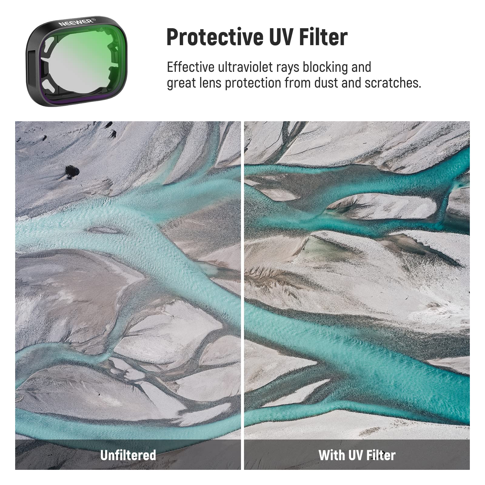 NEEWER Limited Variable ND Filter Kit Compatible with DJI Mini 3/Mini 3 Pro, 4 Pack ND2-ND32 (1-5 Stops)/ND64-ND512 (6-9 Stops)/CPL/UV Lens Filter with Multi Coated HD Optical Glass/Aluminum Frame