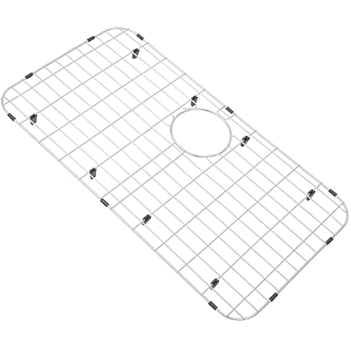 Orgneas Sink Protectors for Kitchen Sink, 304 Premium Stainless Steel Kitchen Sink Bottom Protector Grid Sink Grate Rack Rear Drain Size 27.5"x13.5" with Corner Radius 1.5"