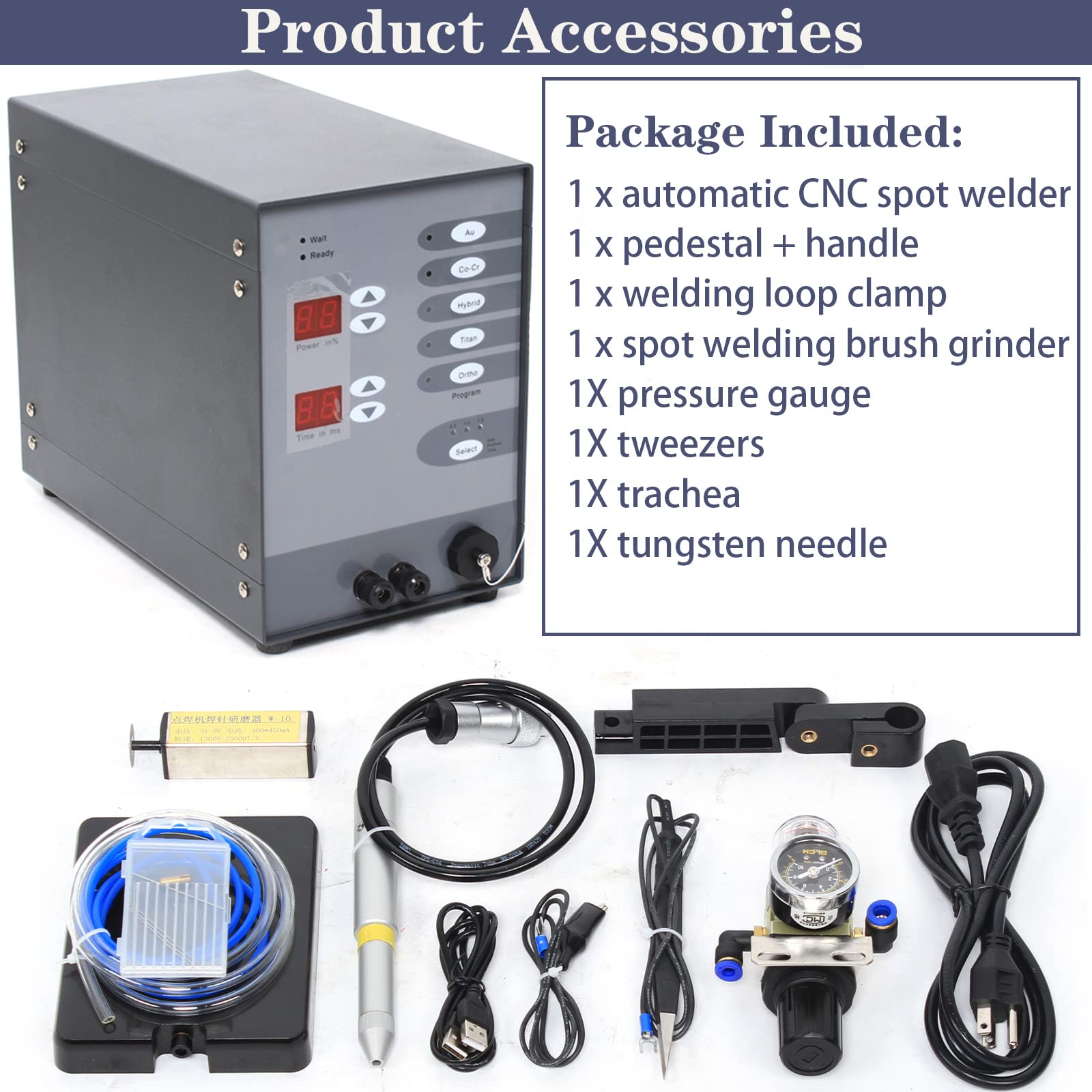 Permanent Jewelry Welder Kit, Automatic Spot Welder Pulse Argon Arc Welding Machine Jewelry Welder, for Jewelry Restoration, 50-600A, with Welding Loop Clamp, PressureĀ Gauge, Tweezers