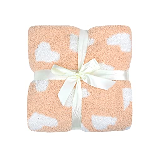 Soft Baby Blanket Plush Cozy Blanket Swaddling Blanket for Newborn Nursery 30x40 Inch Pink Heart