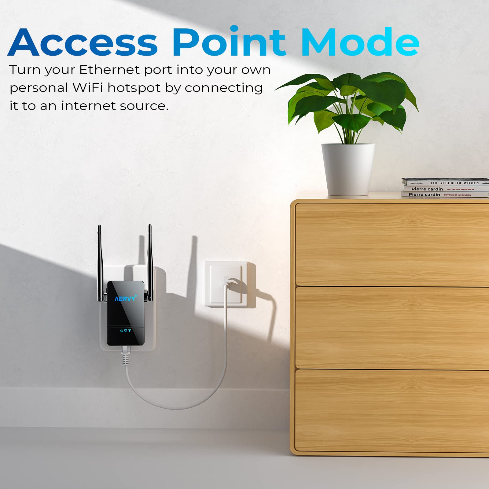 WiFi Range Extender Signal Booster for Home up to 9800sq.ft,3 Modes,1-Tap Setup,Wireless Internet Repeater and Signal Amplifier with WAN/LAN Port