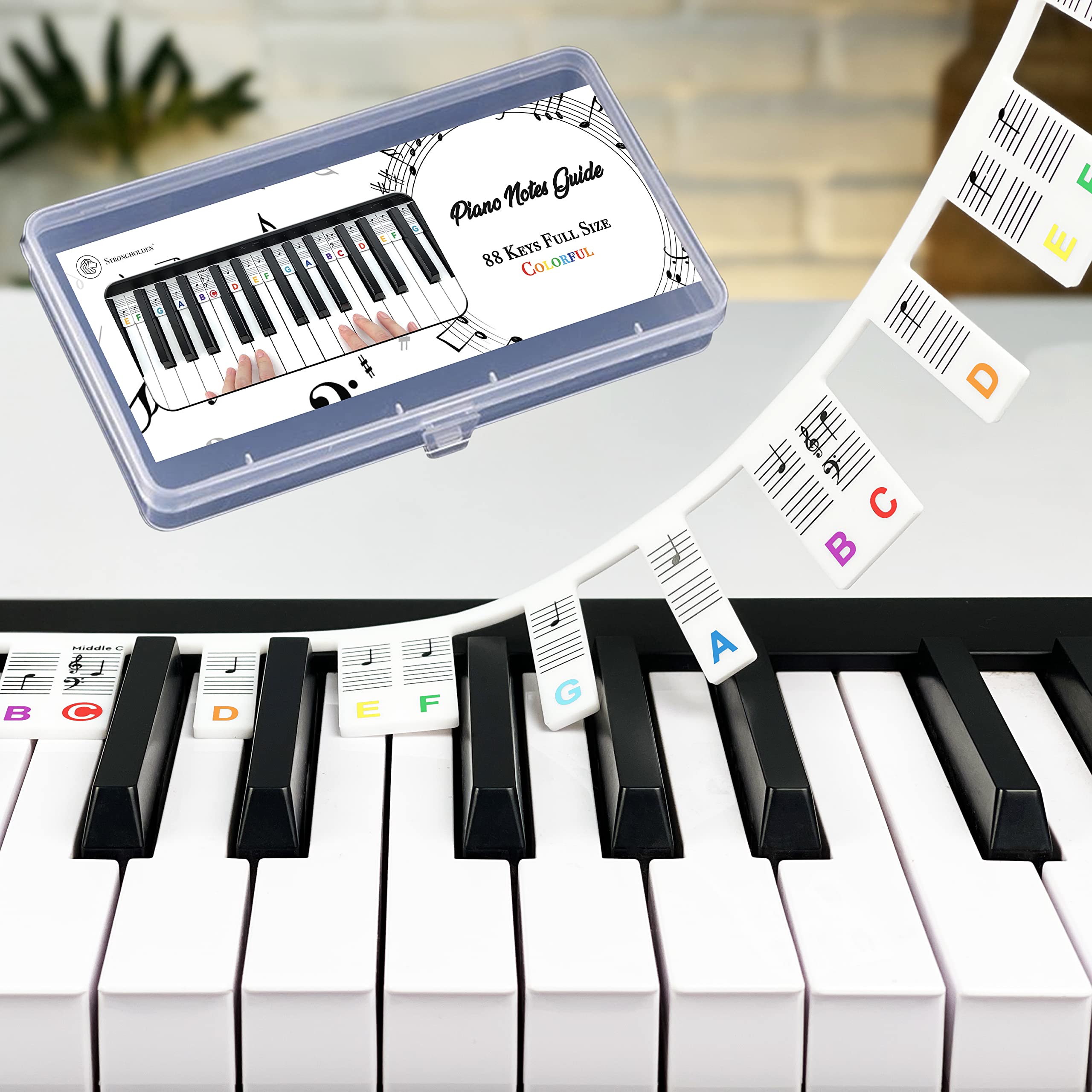 Removable Piano Keyboard Note Labels for Learning, Piano Notes Guide & Piano Keys Guide - 88-Key Full Size, Say Goodbye to Piano Key Stickers & Piano Keyboard Stickers (Colorful)