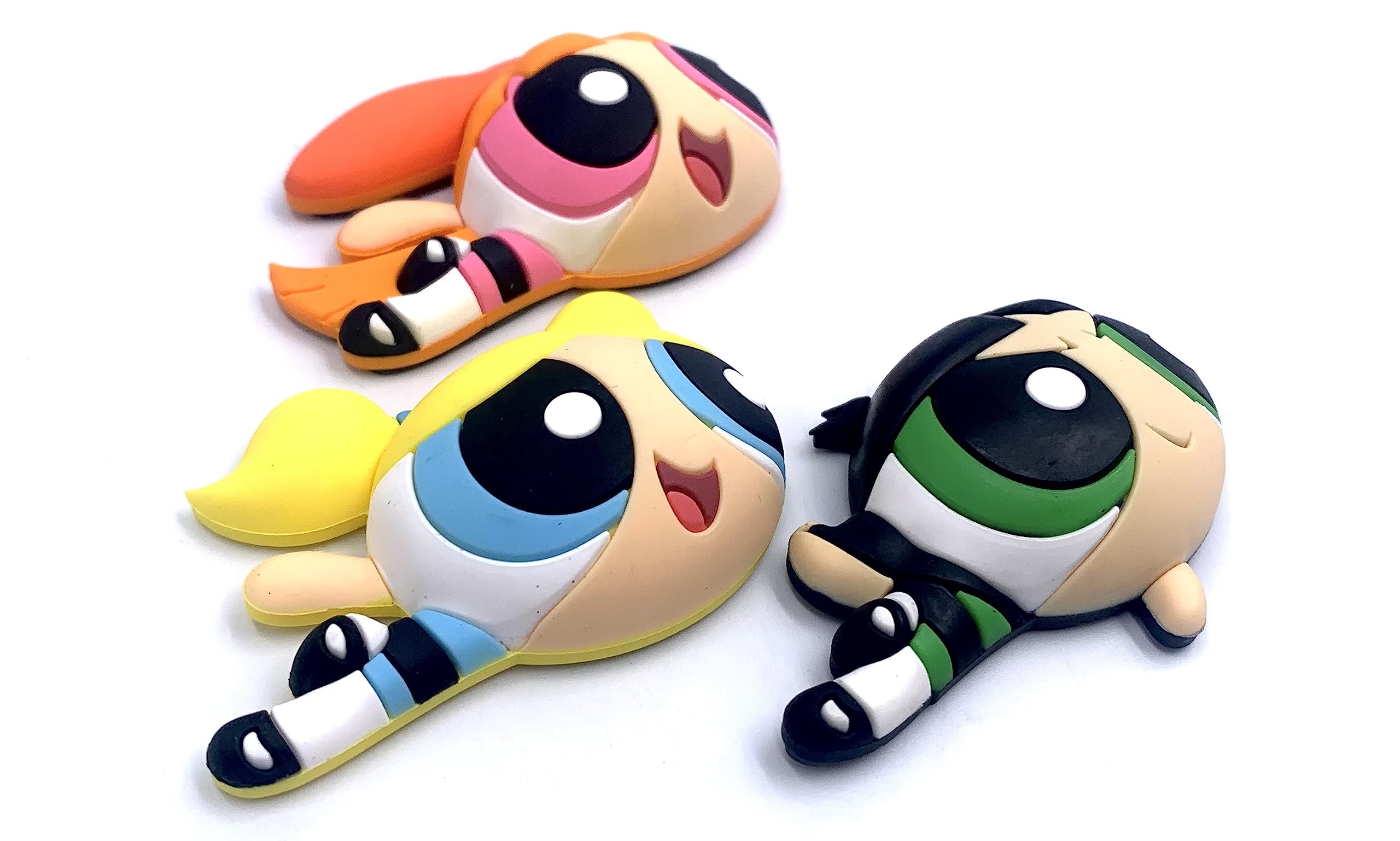 Monogram Powerpuff Girls 3 Piece Magnet Set –Bubbles, Blossom and Buttercup 3D Foam Magnet - Magnet for Refrigerators, Office and Lockers