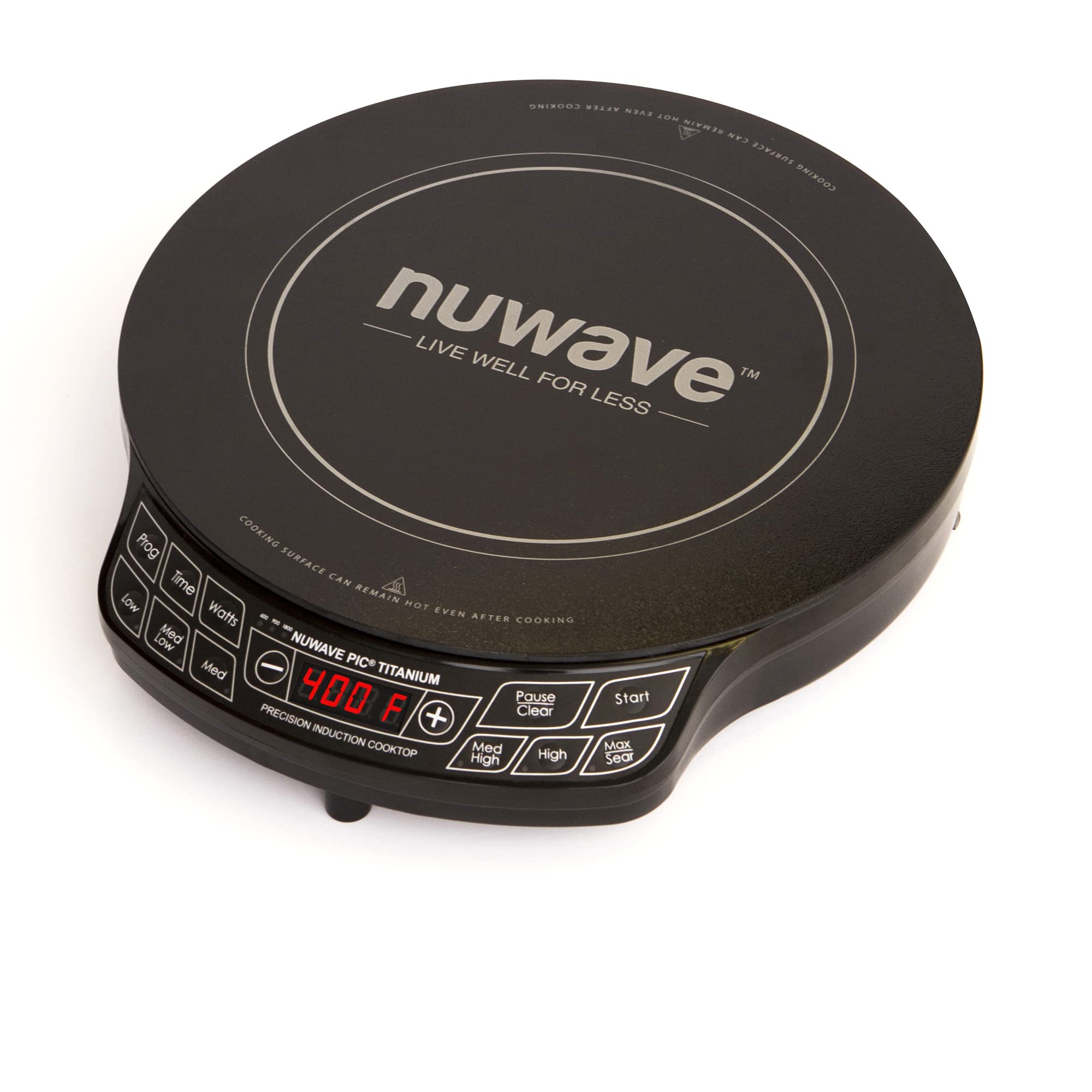 Nuwave (Renewed) Titanium Precision Induction Cooktop, Portable, Large 8” Heating Coil, 12” Shatter-Proof Ceramic Glass Surface, 94 Temp Settings 100°F to 575°F, 3 Watt Settings 600, 900, & 1800 Watts