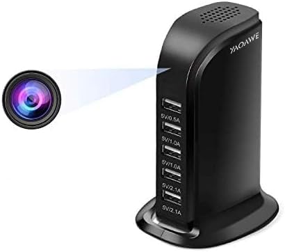 YAOAWE USB Charger Hidden Camera-5-Port USB Hub with Built-in Spy Camera for Home Security-1080P HD Hidden WiFi Camera with Motion Sensor,Loop Recor