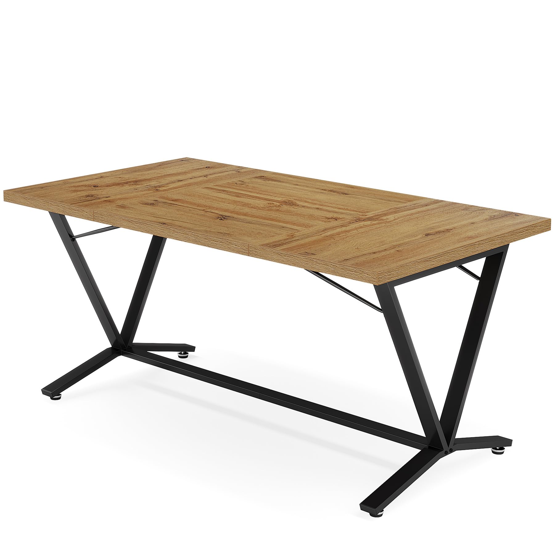 Tribesigns Simple Computer Desk, 55-Inch Modern Office Executive Desk with Thickened Tabletop and Metal Frame, Wood Study Writing Table Workstation for Home Office, Brown