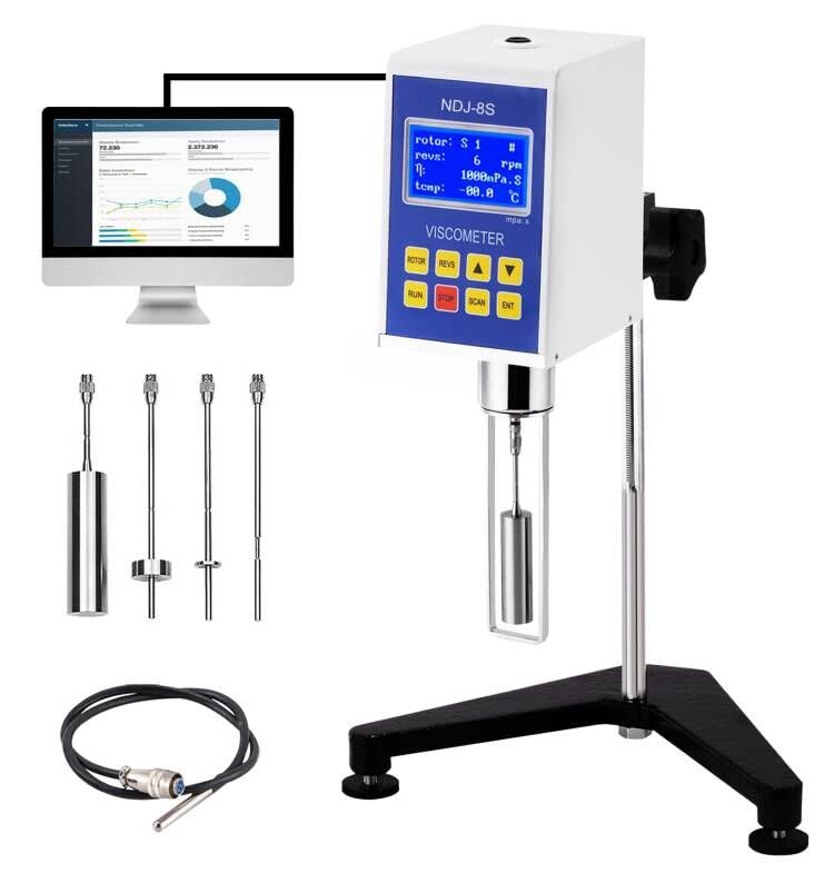 Saladulce Digital Rotary Viscometer, NDJ-8S Viscosity Meter Tester with Data Output,10-2,000,000 mPa.s Fluidmeter ±3% 100-240V