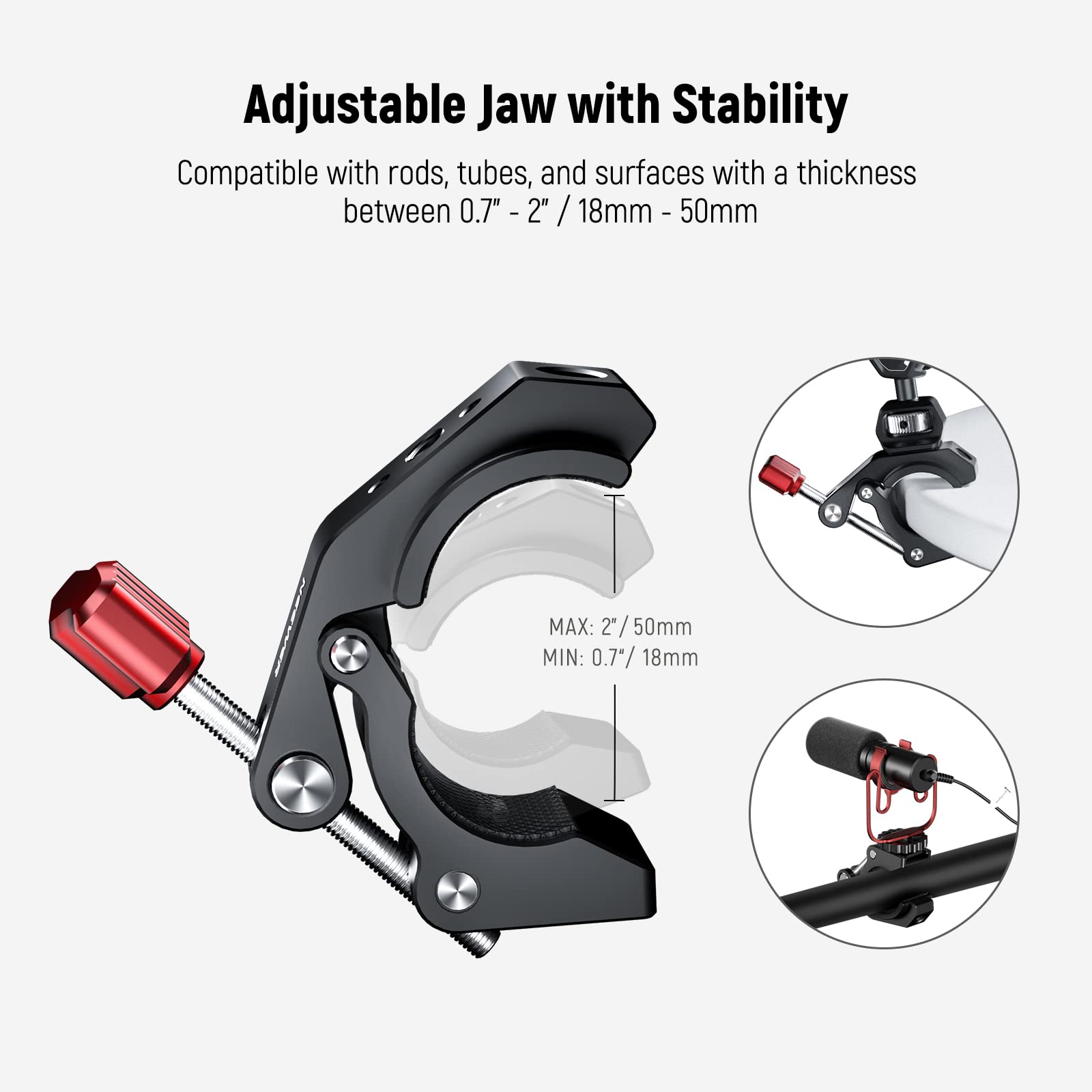NEEWER Super Clamp with Cold Shoe and 1/4" 3/8" Threaded Holes, Max Load 4.4lb/2kg, Crab Shaped Camera Clamp Mount for Most Photography Accessories, Compatible with SmallRig Magic Arms, ST81
