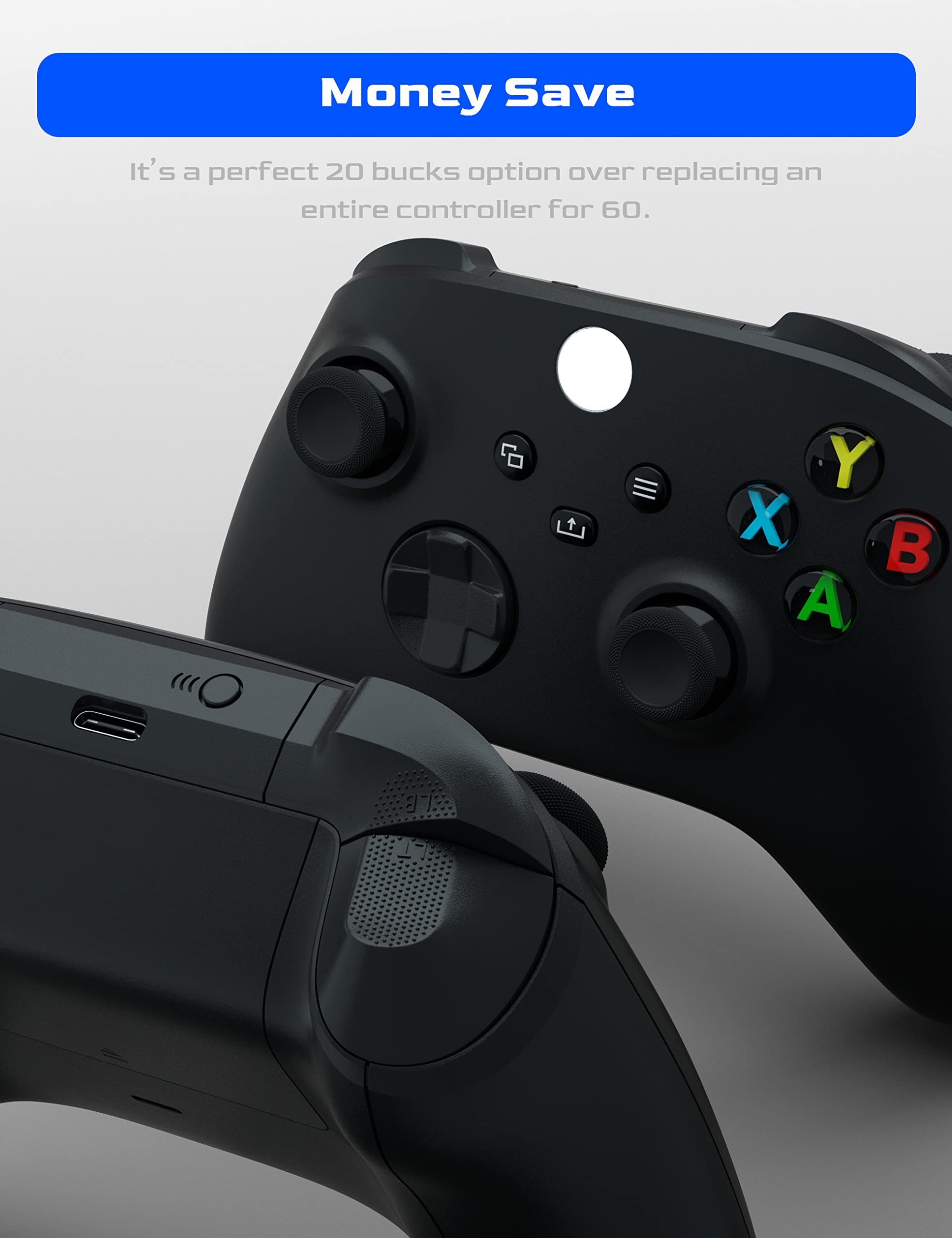 Replacement Bumper & Thumbsticks for Xbox Series X Controller, LB RB Buttons & Joysticks Replacement Parts for Xbox Series X Controller (Black)