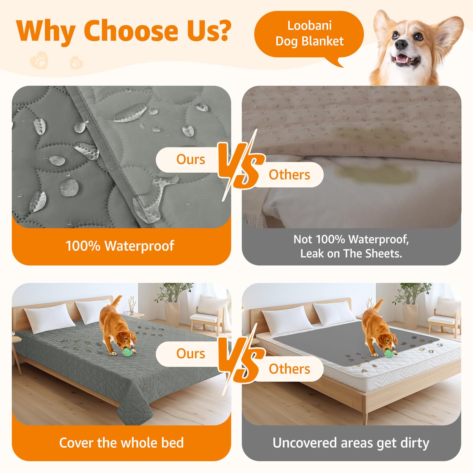 Waterproof Blanket Couch Cover for Dogs - Washable Soft Pet Blanket for Furniture Bed Couch Sofa Covers Protector Reversible Blankets for Kids Dog Cat (Dark Gray+Light Gray,82'' x 120'',2 Pack)