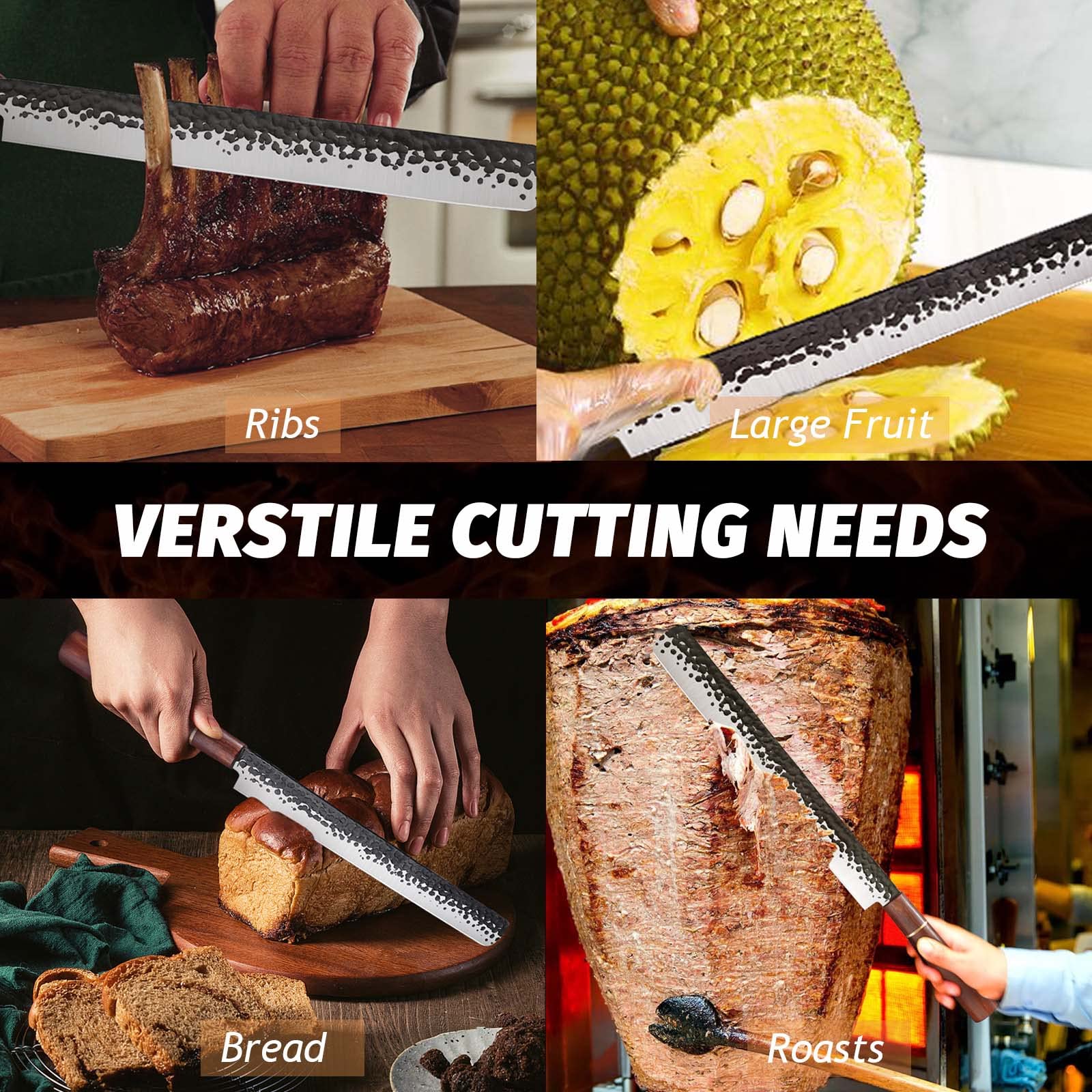 PURPLEBIRD 11“ Flexible Brisket Knife Bundle with 12” Stronger Carving Knife