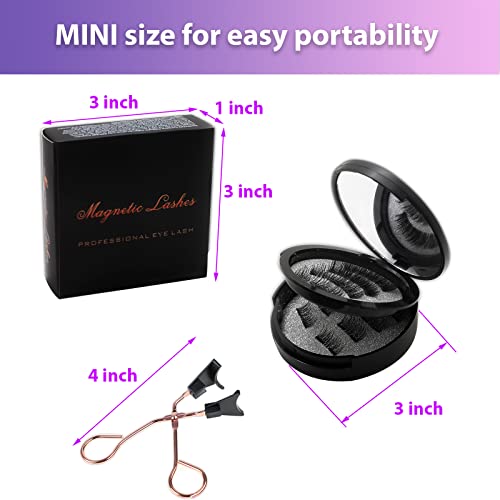 Magnetic Eyelashes without Eyeliner, Reusable Dual Magnetic lashes with 4 Pair, Looking Natural No Glue 3D False Eyelashes Kit with Applicator, Fake Lashes Extension, Easy to Wear (3)