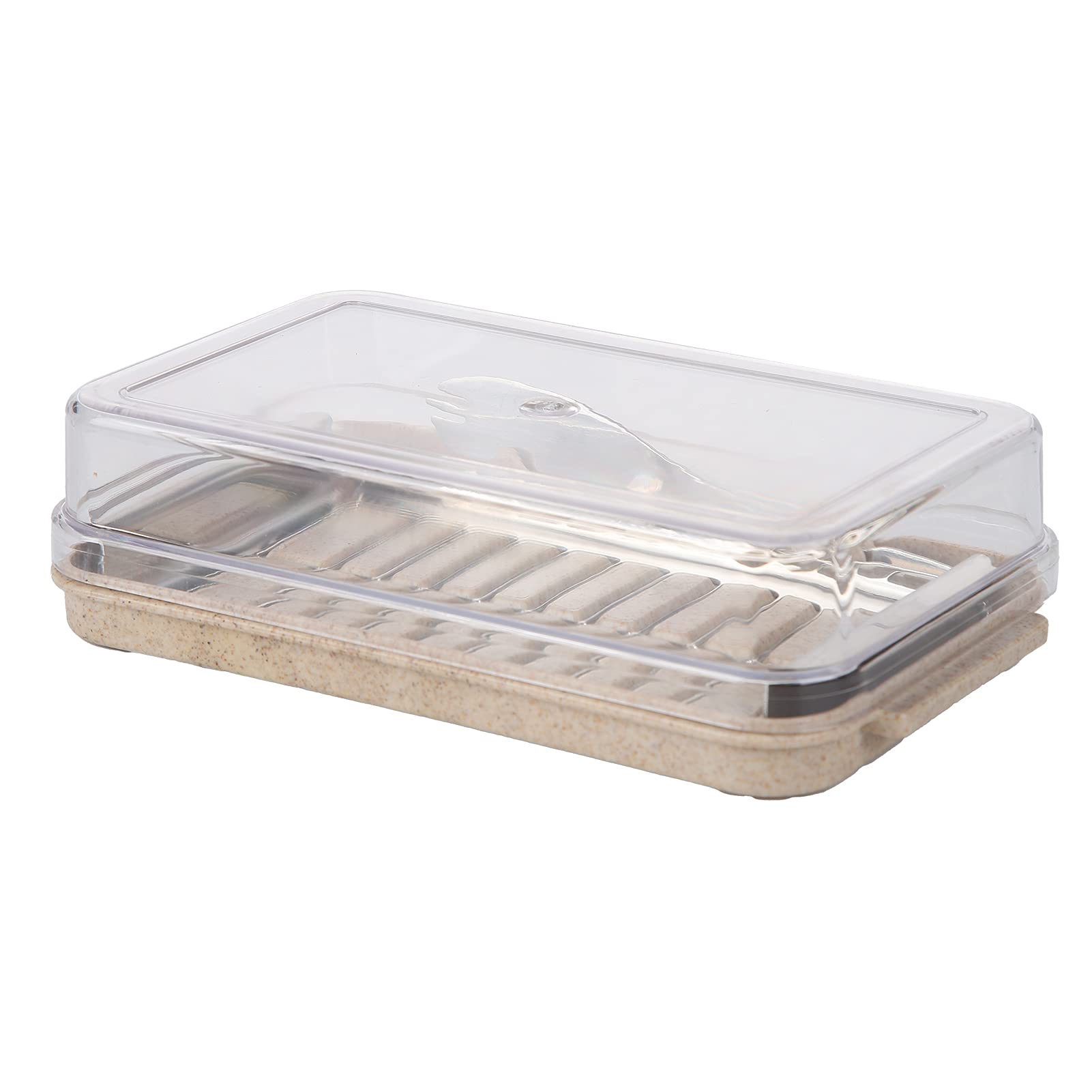 Milltrip Butter Dish, Stainless Steel Butter Cutter Container Multi-Purpose Butter Storage Box with Transparent Cover forCream Cheese Cake(wheat bottom)