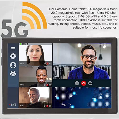 PUSOKEI Tablet PC 10in Android 12 Tablets, 6GB RAM 128GB ROM, IPS HD Touch Screen, Quad Core Processor, Dual Band WiFi, BT, 8MP & 20MP Camera, LTE 4G Calling Tablet(Blue)