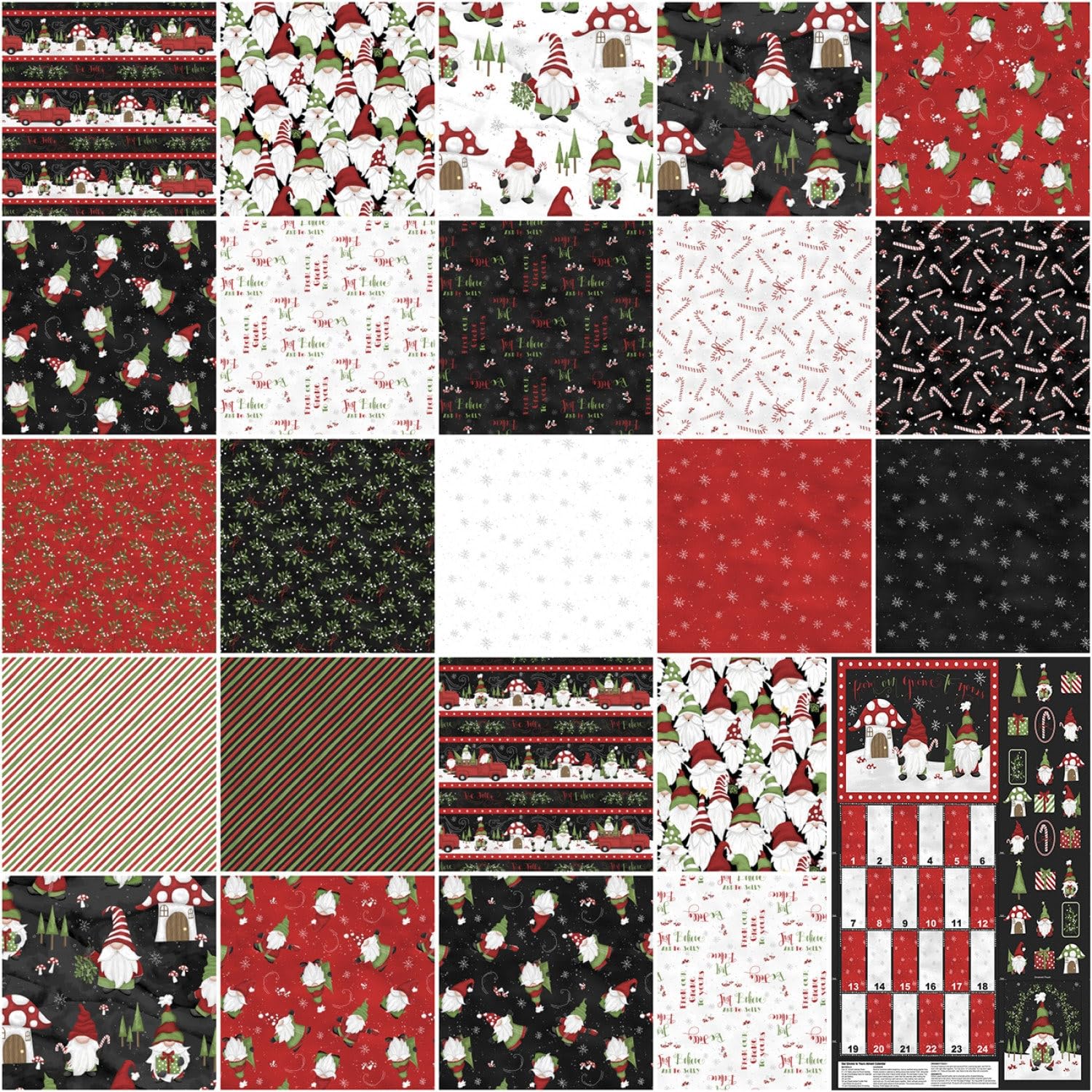 Wilmington Prints Our Gnome to Yours Snowflakes, Fabric by The Yard (Black)