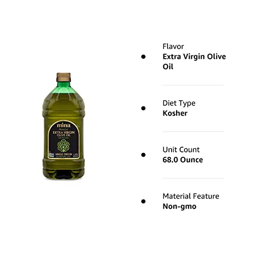 Mina Extra Virgin Olive Oil, New Harvest, Polyphenol Rich Moroccan Olive Oil, Cold Extraction, Single Origin Olive Oil, Less Than 0.2% Acidity, 68 Fl Oz, 2 L