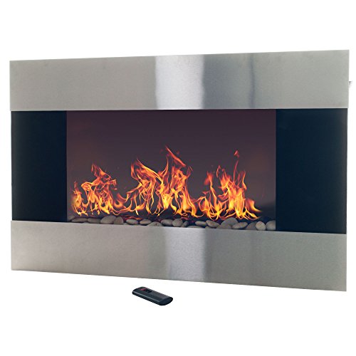 Northwest Electric Fireplace with Wall Mount and Remote, 36 Inch, 36", Black Stainless Steel