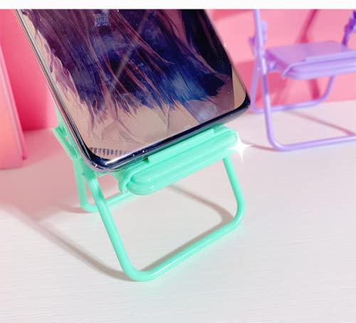 YESKIND Cute Chair Cell Phone Stand for Desk, 3PCS Funny Cell Phone Holder Stand Compatible with Smartphone/Phone/Pad/Tablet/E-Readers,(Green/Pink/Purple)