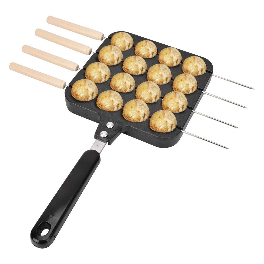 Oubit Takoyaki Grill Pan, 16 Holes Aluminum Non-Stick Grill Pan Plate Cooking Baking Mold Tray for Takoyaki & Round Pancakes Making with Baking Pin