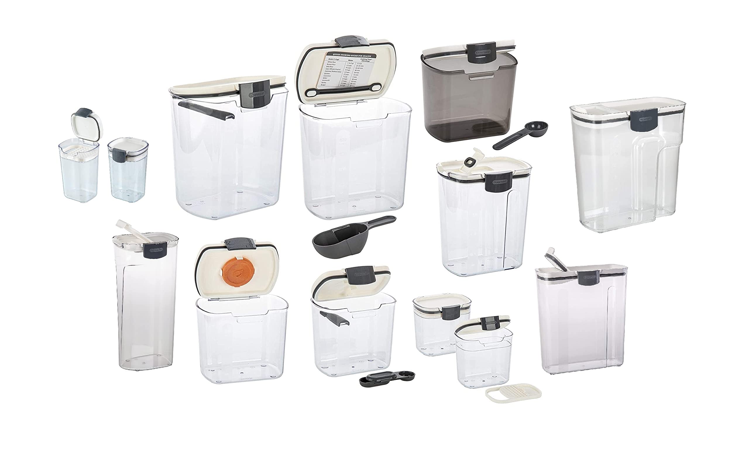 Progressive Prepworks ProKeeper 13 -Piece Kitchen Clear Plastic Airtight Food Flour And Sugar Storage Organization Container Baking Canister Set, White