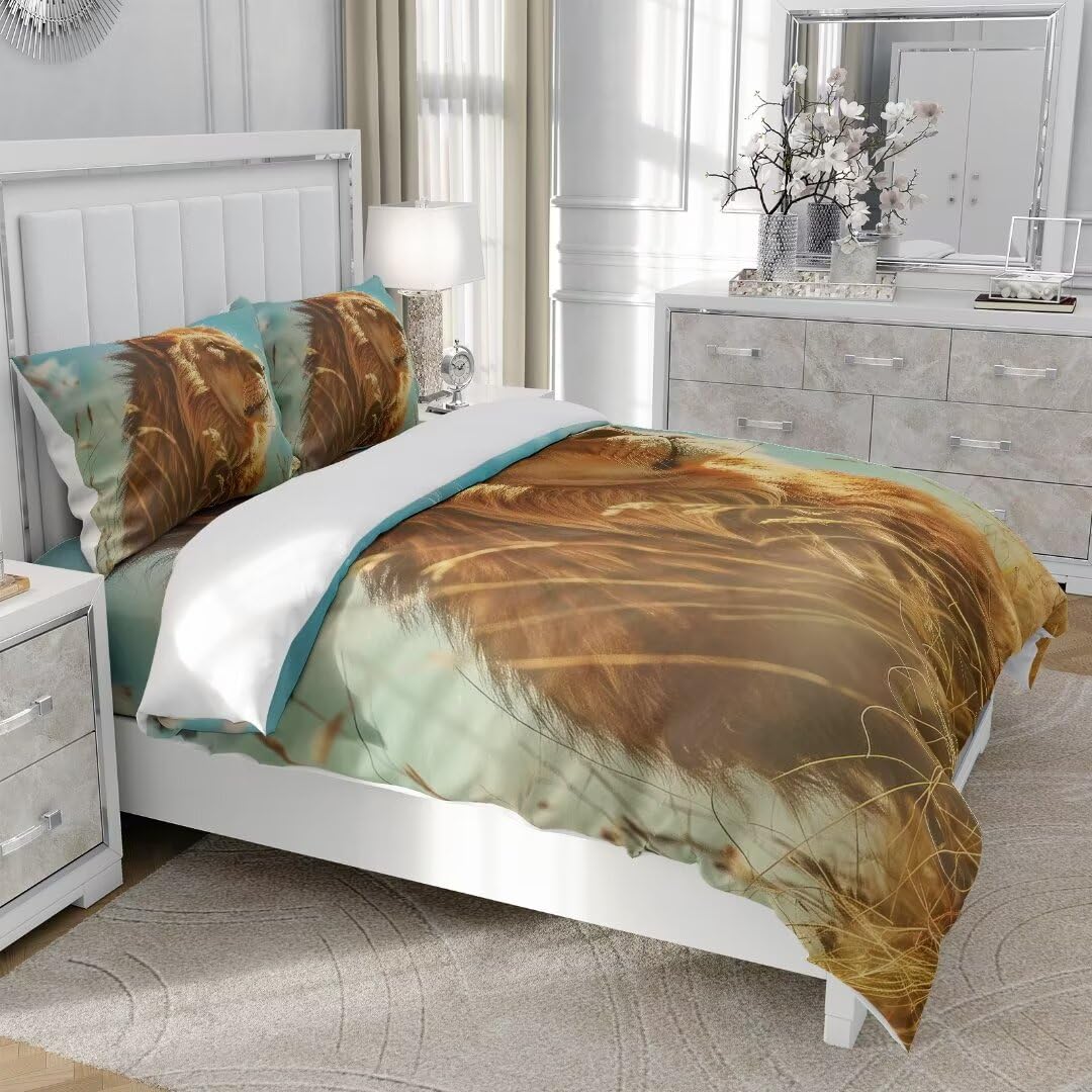 ZAJIO 3D Printing Desert Lion Full Size Duvet Cover Set for Teens Adult Natural Theme Comforter Cover 1 Quilt Cover with 2 Pillow Cases(No Comforter)