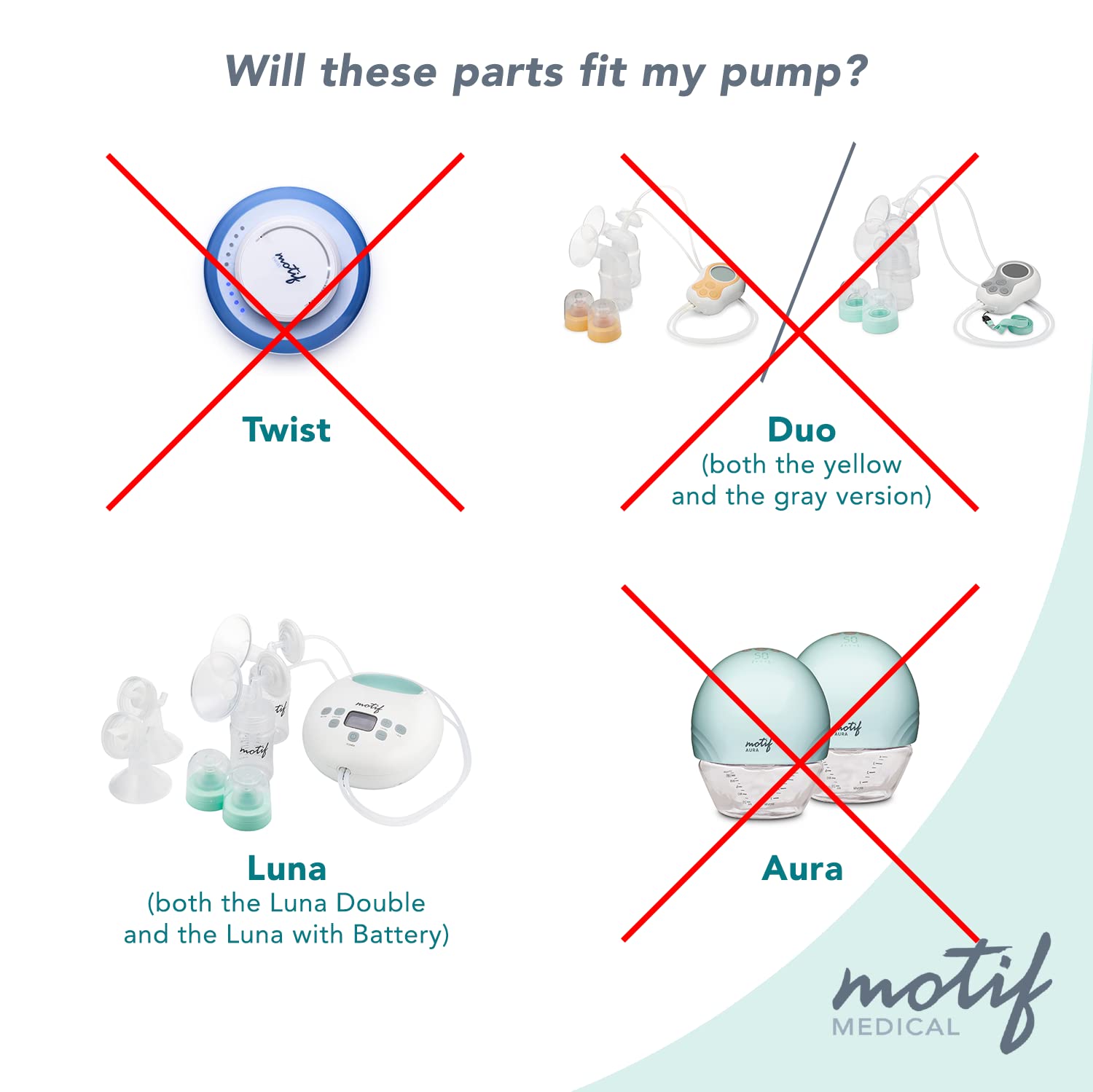Motif Medical, Luna Breast Shields Flanges, Replacement Parts for Luna Breast Pump (16mm)