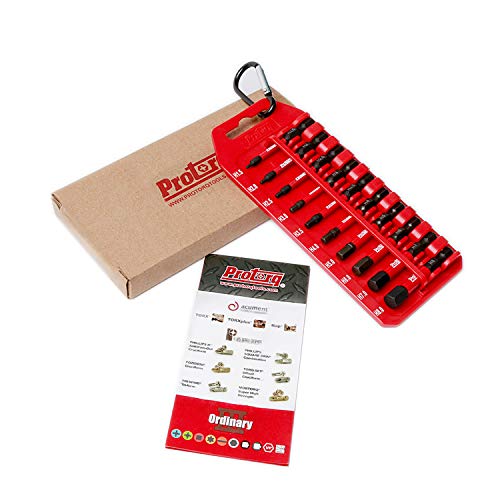 Protorq Impact Bit Set W/Clip,S2 Steel, 10-Piece, 2 Inch Hex Metric Size,1/4" Hex Shank