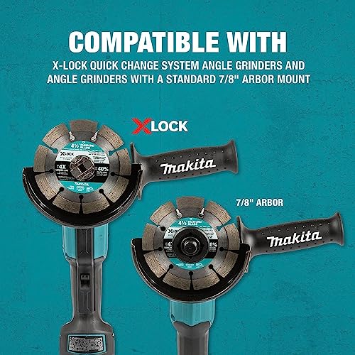 Makita E-07222 X-Lock 4-1/2" Turbo Rim Diamond Blade for Masonry Cutting, 2/pk