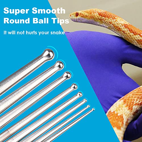 VEASOON Snake Probe Kit 8 Pieces Professional Portable for Snakes Reptiles Pythons Gender Sexing Probing Set