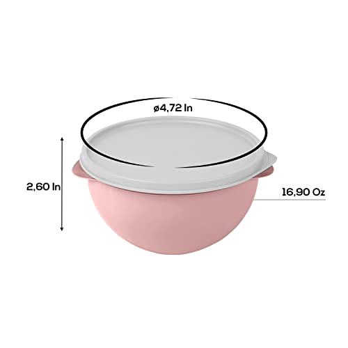 Plasvale - Set Biovita Colorful Plastic Bowls with Lids - 16.90 fl oz - 6 Pieces - Microwave, Freezer and Dishwasher Safe - BPA Free (Multicolor)