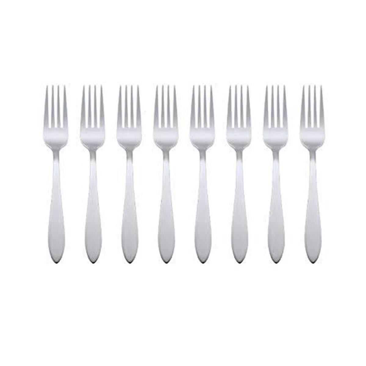 Oneida Taylor Everyday Flatware Dinner Forks, Set of 8, 18/0 Stainless Steel, Silverware Set, 1.5 x 3.75 x 8.6 inches